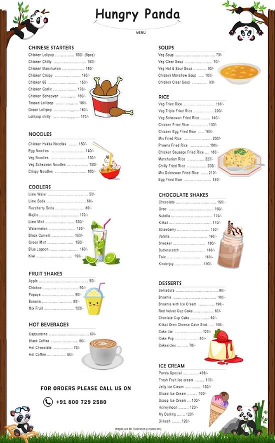 Menu at Hungry Panda, Margao