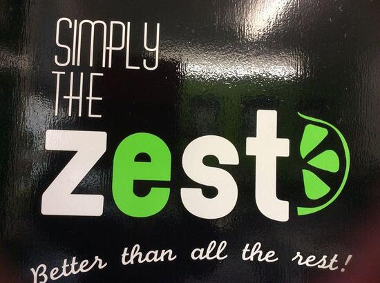 Menu at Zest cafe, Biggar