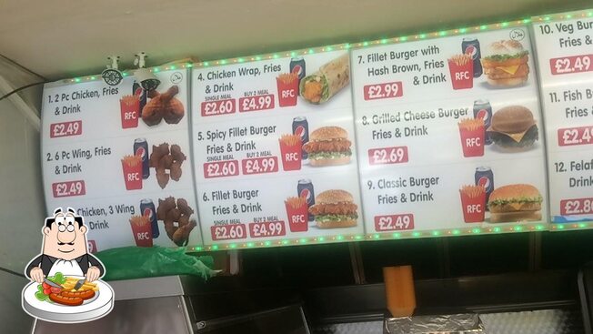 Menu at RFC fast food, Leeds
