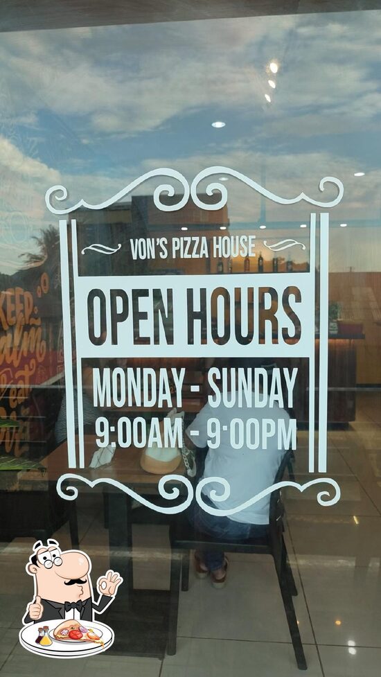 Menu at Von’s Pizza House restaurant, Tandag