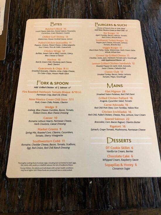 Menu at Lounge 201 and Patio pub & bar, Albuquerque