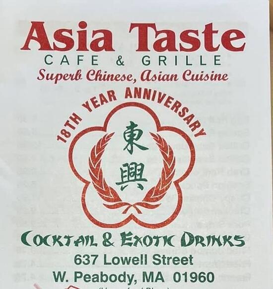 Menu at Asia Taste Cafe & Grille, Peabody