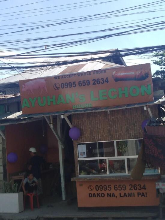 Menu at Ayuhan's Lechon House restaurant, Mandaue City