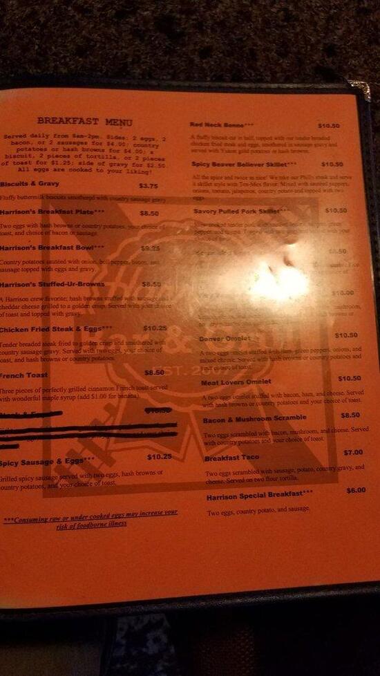 Menu at Harrison Bar & Grill, Corvallis