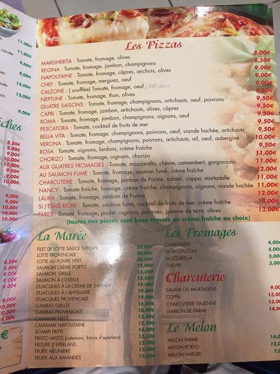 Menu at Pizzeria Bella Vita., Charenton-le-Pont