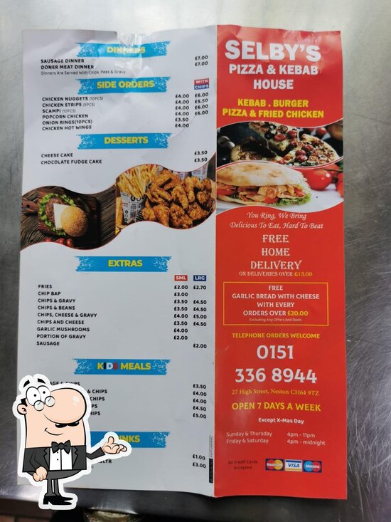 Menu at SELBY'S PIZZA KEBAB HOUSE fast food, Neston