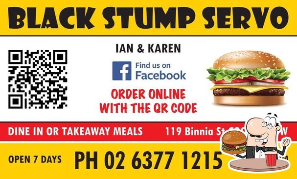 Menu at Black Stump Shell Service Station cafe, Coolah
