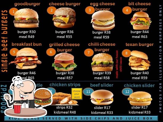 Menu at Goodburger Langenhovenpark restaurant, Bloemfontein