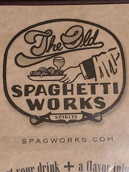 Menu at Spaghetti Works restaurant, Ralston, Park Dr