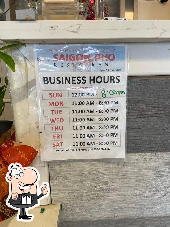Menu at Saigon Pho Restaurant, Yuma
