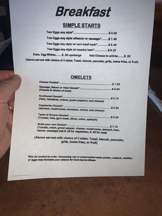 Menu at Pete's Place restaurant, Blue Ridge, E 1st St