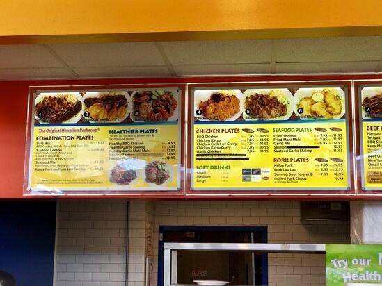 Menu at L&L Hawaiian Barbecue, Kahului