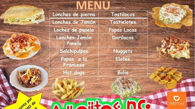 Menu at Antojitos DC restaurant, Zapopan