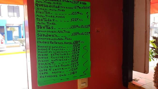 Menu at "El Huerto" restaurant, Playa del Carmen, 30 Avenida Nte. MZA ...