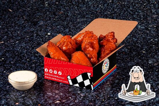 Menu at NASCAR Wings restaurant, Lombard