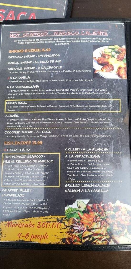 Carta del pub y bar La Resaca, Calexico, 221 Avenue Campillo