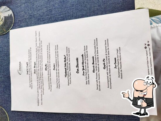 Menu at Oceana restaurant, Puerto Vallarta, Secrets Vallarta Bay