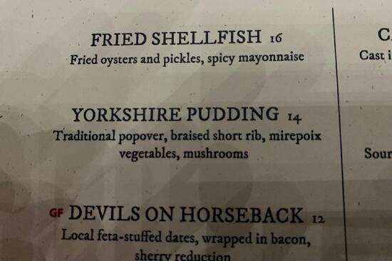 Menu at The Puddle Dock Restaurant, Portsmouth