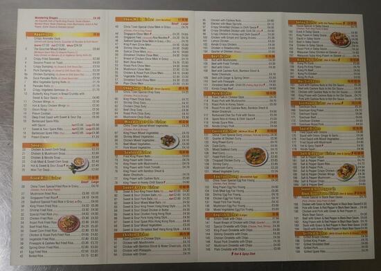 Menu at China Town fast food, South Ockendon