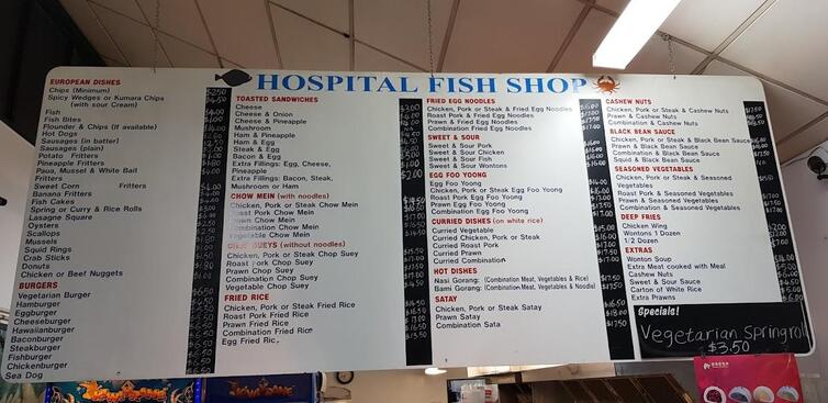 Menu at Hospital Fish Shop & Takeaways fast food, Whangarei