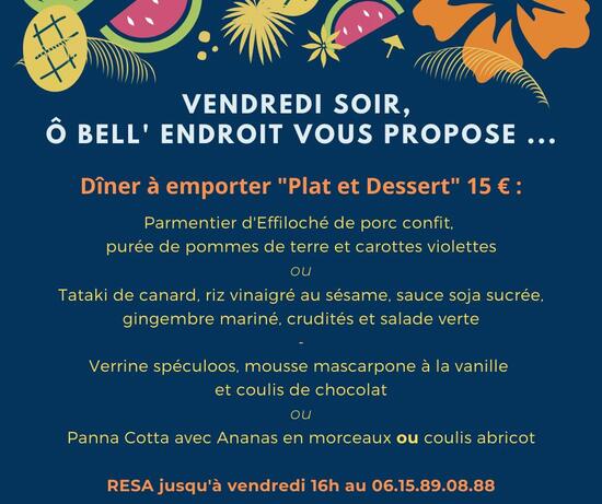 Menu au Ô Bell' Endroit restaurant, La Roche-sur-Yon