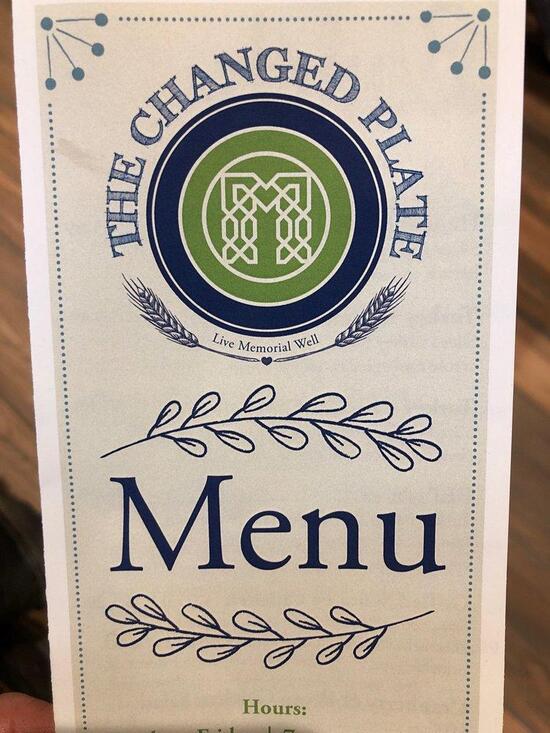 Menu at TheChangedPlate restaurant, Belpre