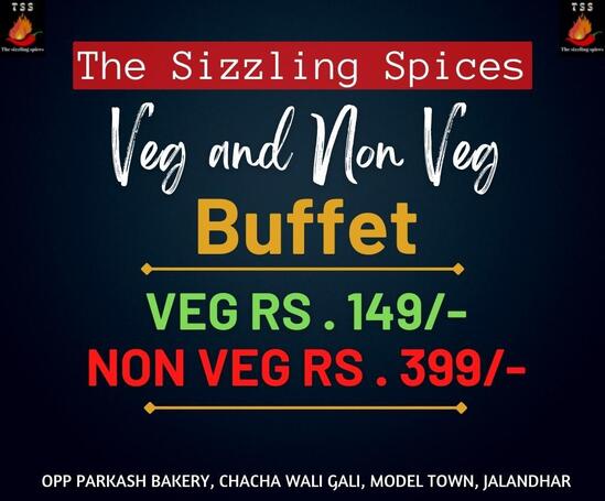 Menu at The Sizzling Spices Veg Buffet @ Rs 149/- and Non Veg Buffet ...