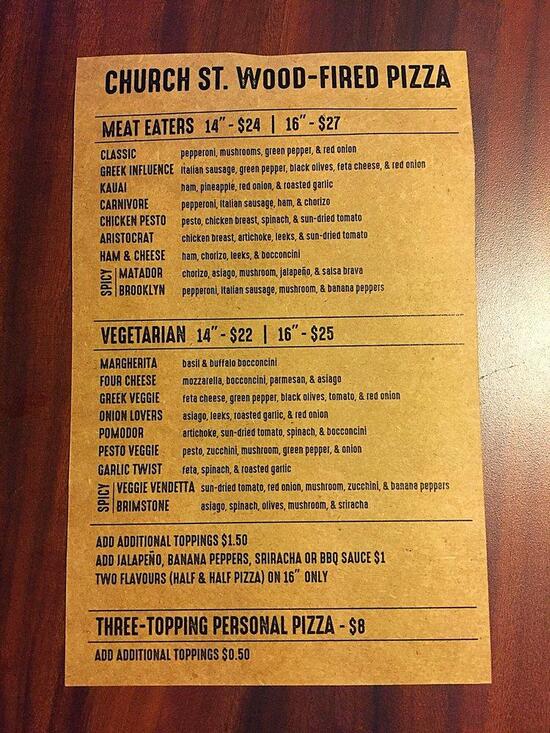 Menu at Church Street Woodfired Bakery, Comox