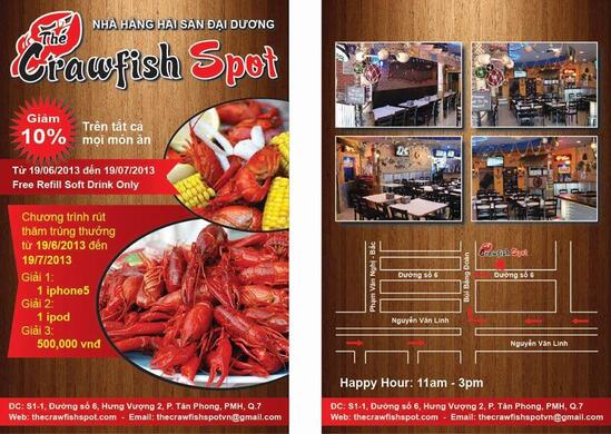 Menu at The Crawfish SPOT VN restaurant, Ho Chi Minh City