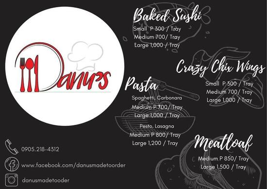 Menu at Danu's restaurant, Las Pinas