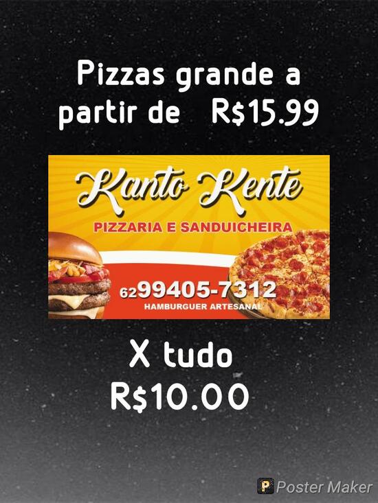 Menu at Kanto kente restaurant, Anápolis