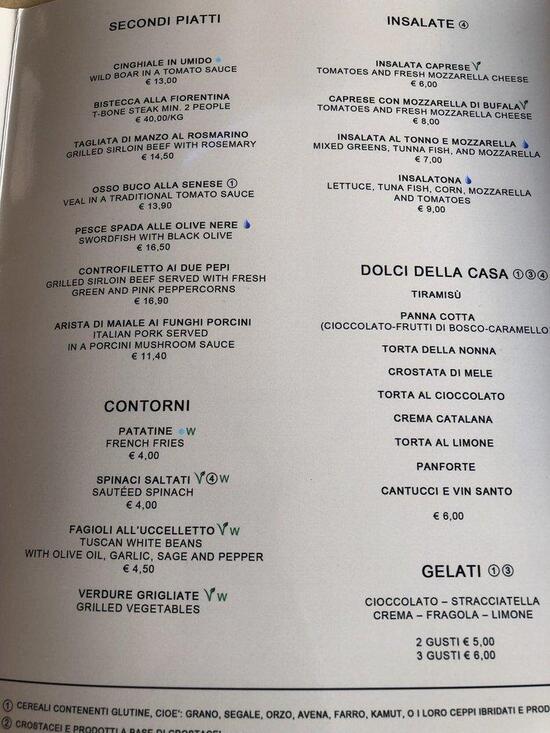 Menu da Terrazza 45 ristorante, Fiesole