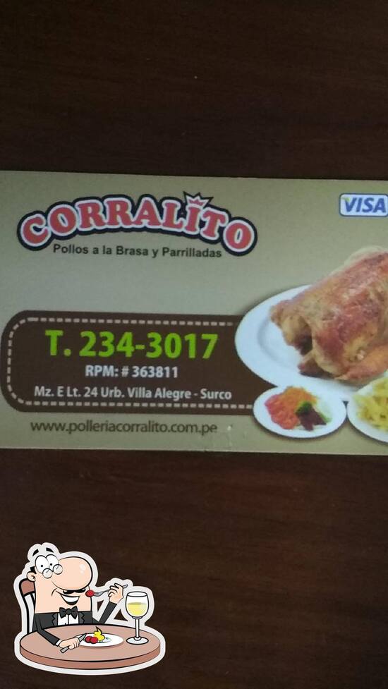 Carta del restaurante Corralito, Santiago del Surco