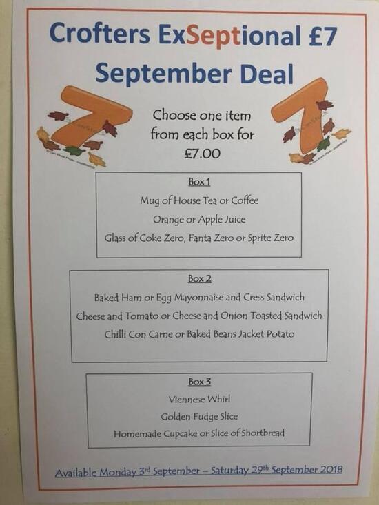 Menu at The Crofters, King's Lynn