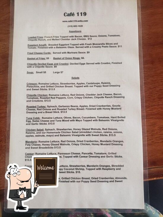 Menu at Cafe 119, Manlius