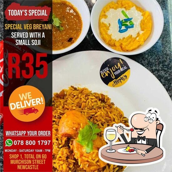 Menu at Resh's Curry Box restaurant, Newcastle