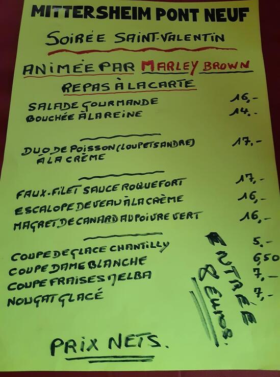 Carta de Restaurant du pont neuf, Mittersheim