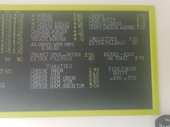 Menu at #Tastee cafe, Sheffield