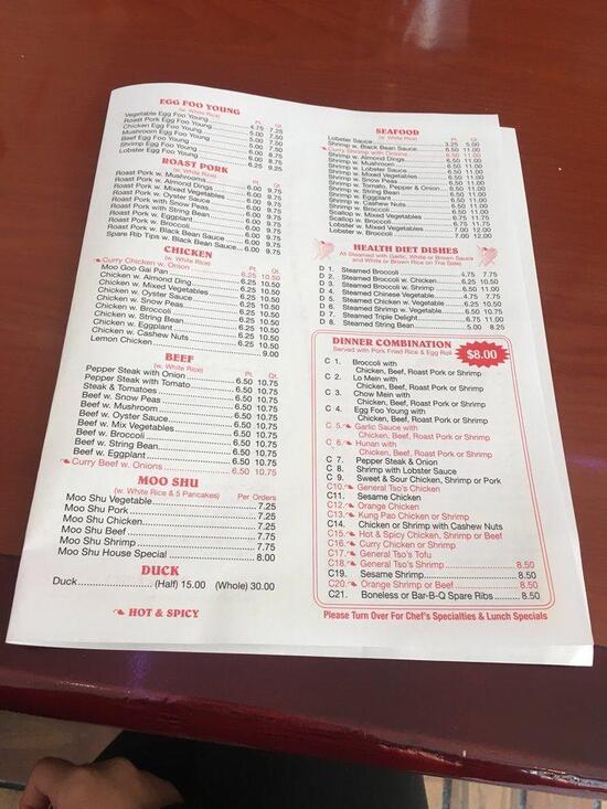 Menu at Tak King restaurant, New York City