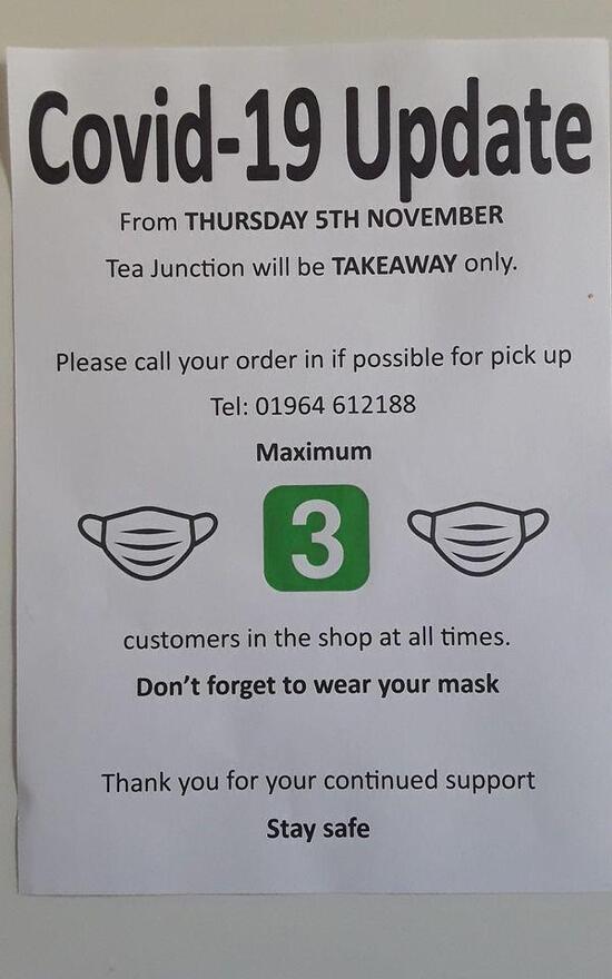 Menu at Tea Junction cafe, Withernsea