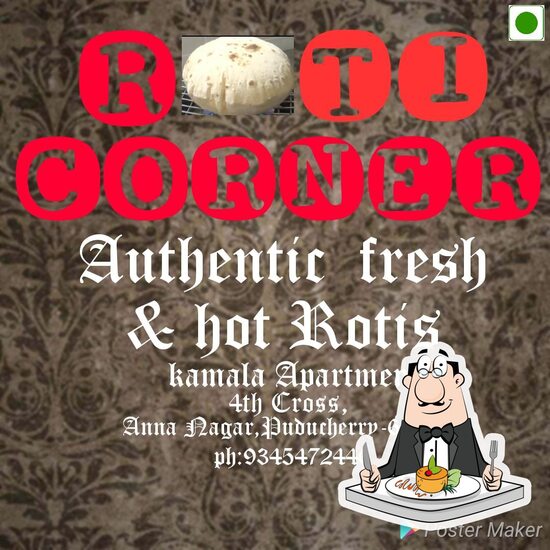 Menu at Roti Corner, No 50, 6 th Cross, Anna Nagar. Pondicherry, Puducherry