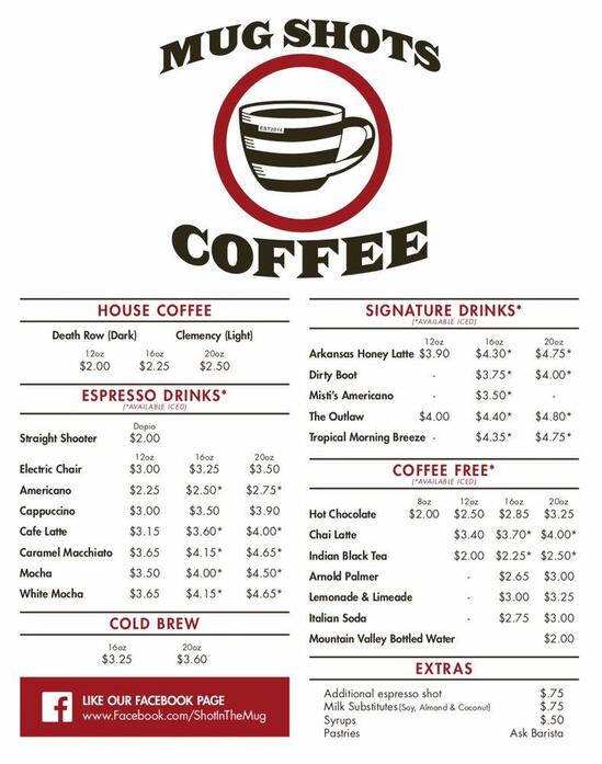 Menu at Mug Shots Coffee, Malvern