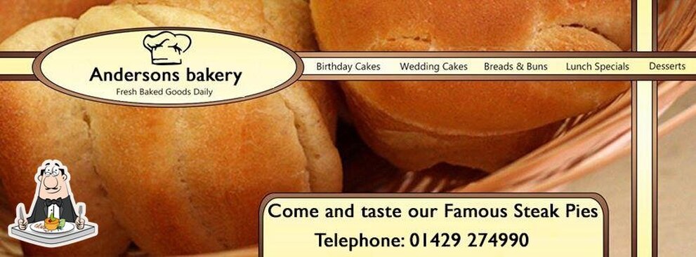 Menu at Andersons Bakery, Hartlepool