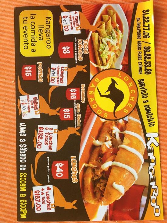Menu at Kangaroo restaurant, Guadalajara, Av. Inglaterra 3222