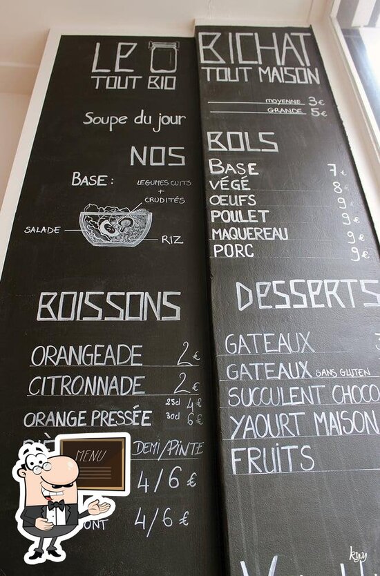 Menu at Le Bichat cafe, Paris