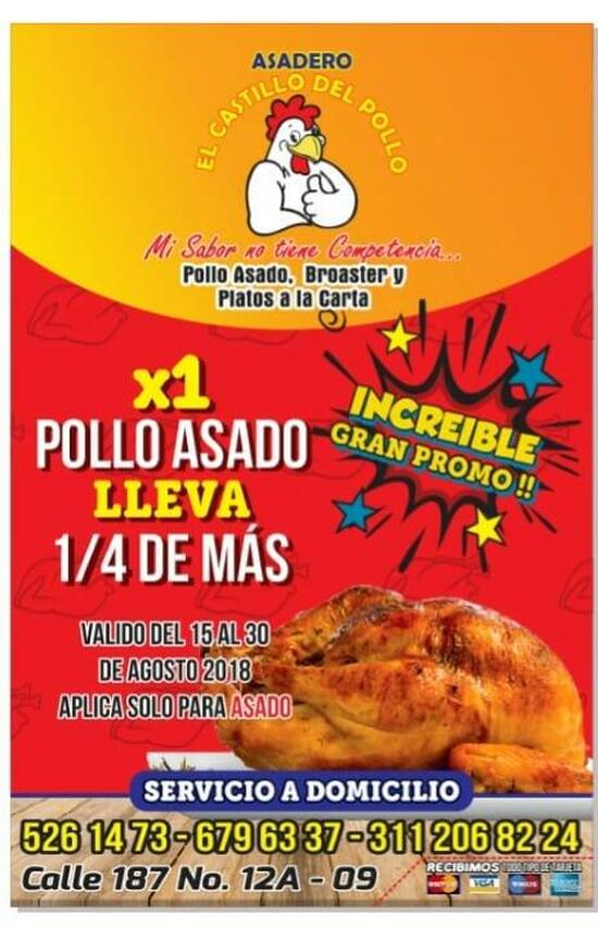Carta del restaurante El Castillo Del Pollo, Bogotá, Cl. 187 #12a - 09