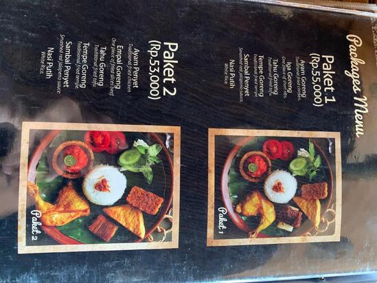 Menu at Tekko restaurant, Tanjung Pandan