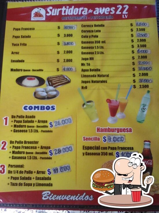 Menu at SURTIDORA DE AVES 22 J.V restaurant, Bogotá