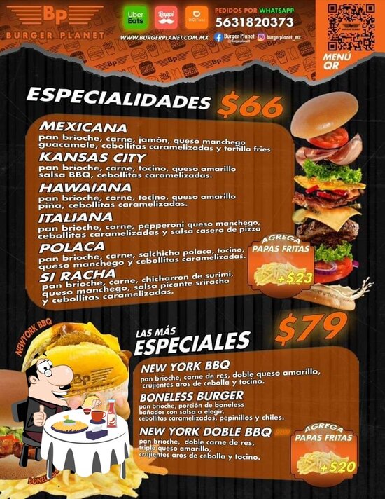 Carta del restaurante Burger Planet Suc Gómez palacio, Gómez Palacio