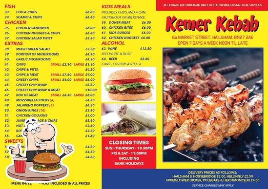 Menu at Kemer Kebab Hailsham restaurant, Hailsham